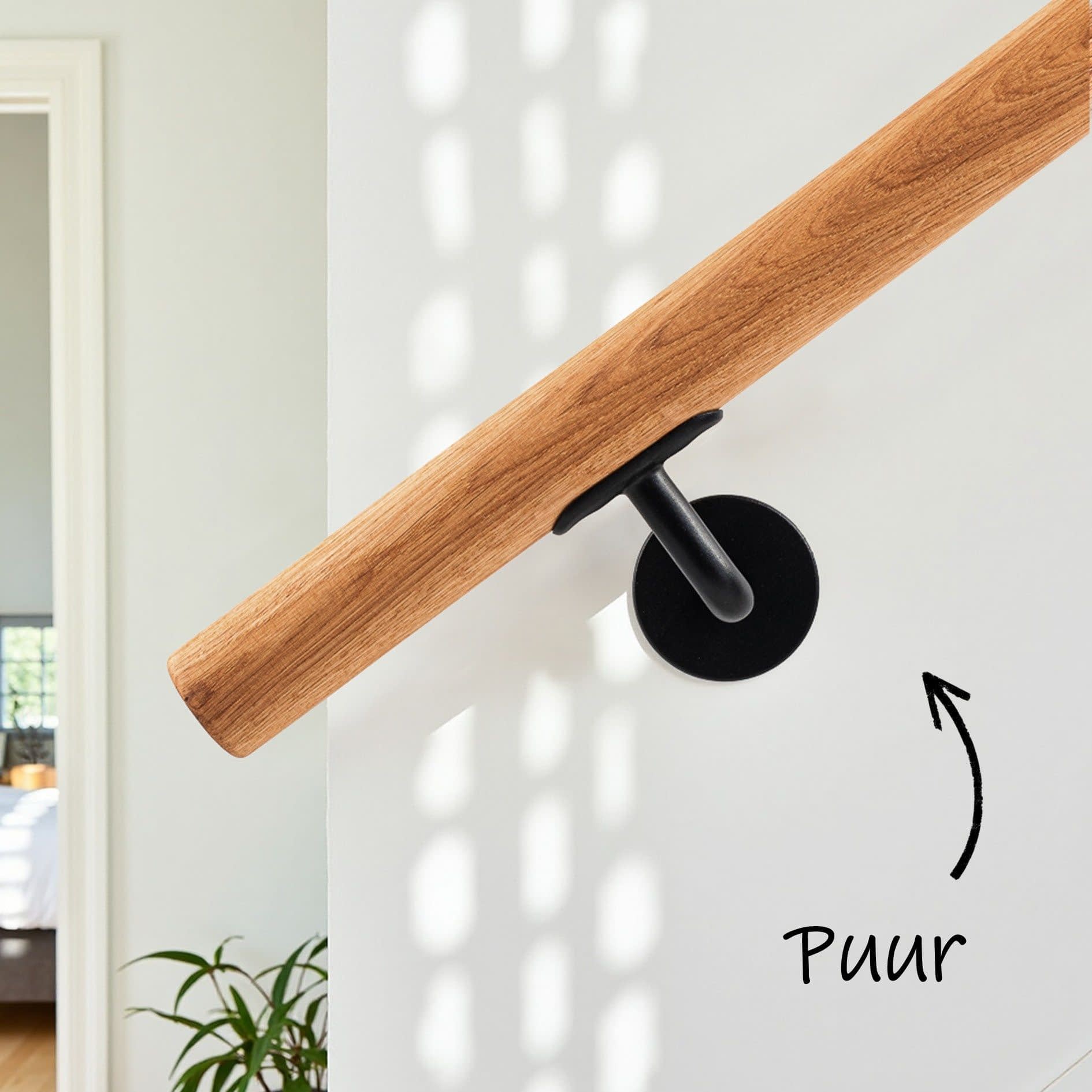 Eiken houten trapleuning | Rond (38 mm) - Trapleuningexpert